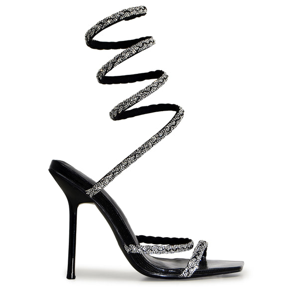 EDWELL-01 Embellished Rhinestone Coil Wrap Around Square Toe Stiletto ...
